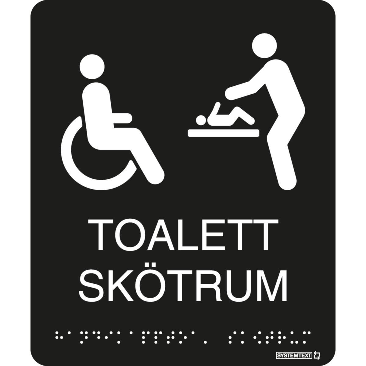 Köp Systemtext Skylt taktil Skötrum/Handikapp, Svart - Verktygsboden